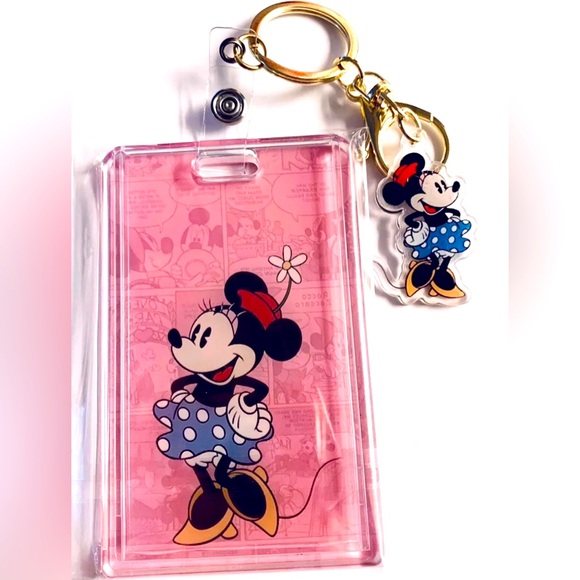 Disney | Accessories | Disney Minnie Mouse Hard Case Id Badge Clear ...